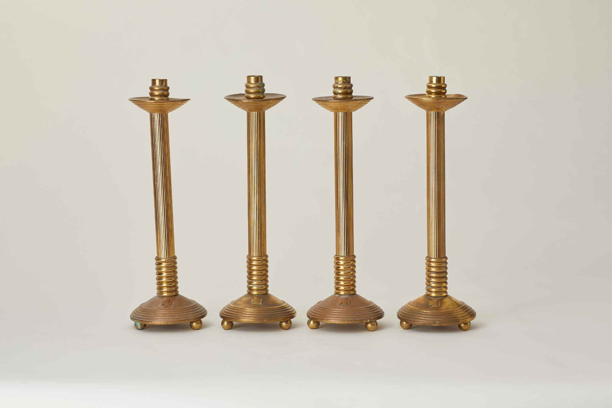 Set of Four Vintage Brass Church Candle Holders – AU