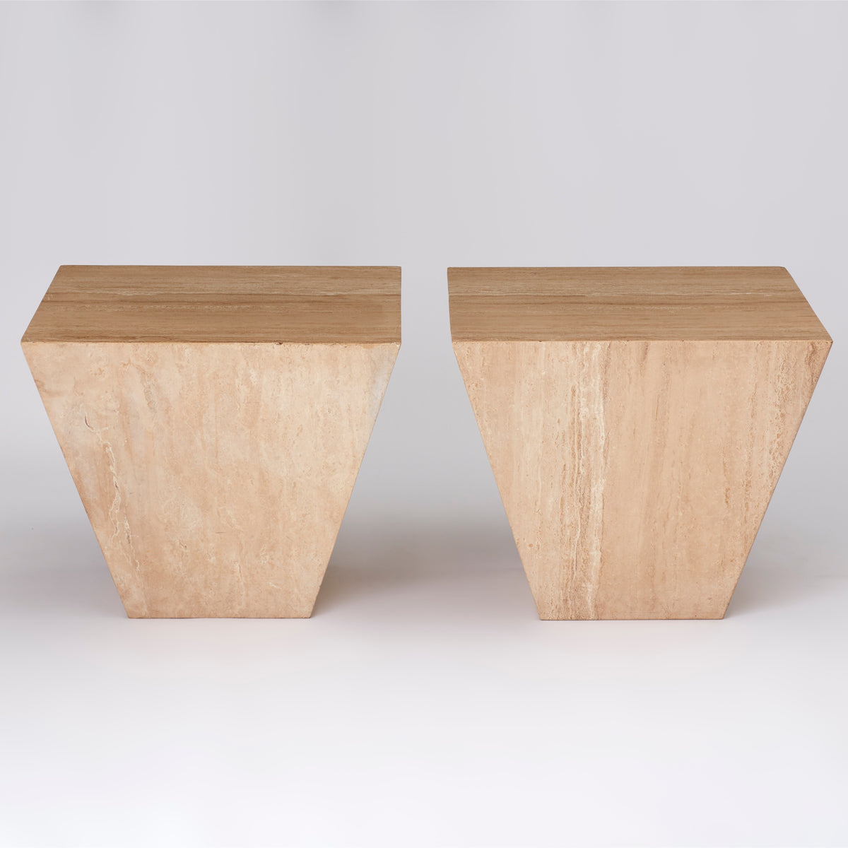 Pair Of Vintage Travertine Truncated Pyramid Tables – AU